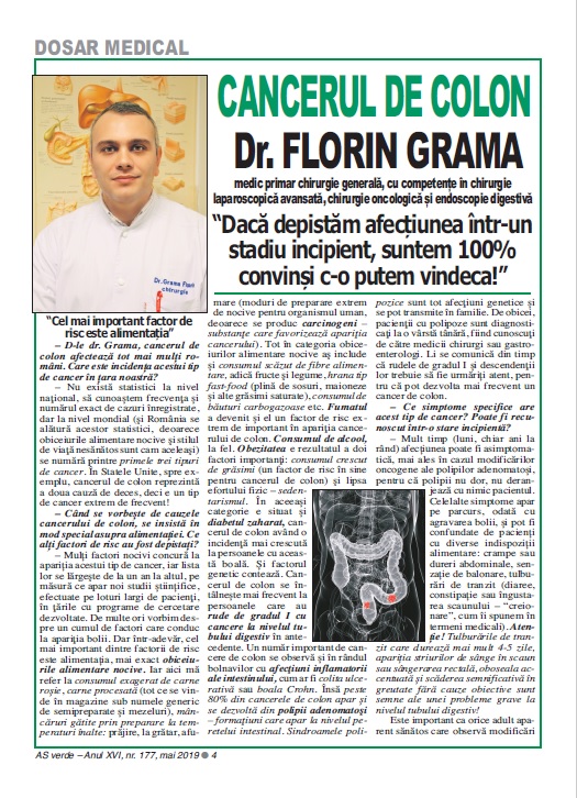 Cancerul de colon – Lector universitar dr. Florin Grama